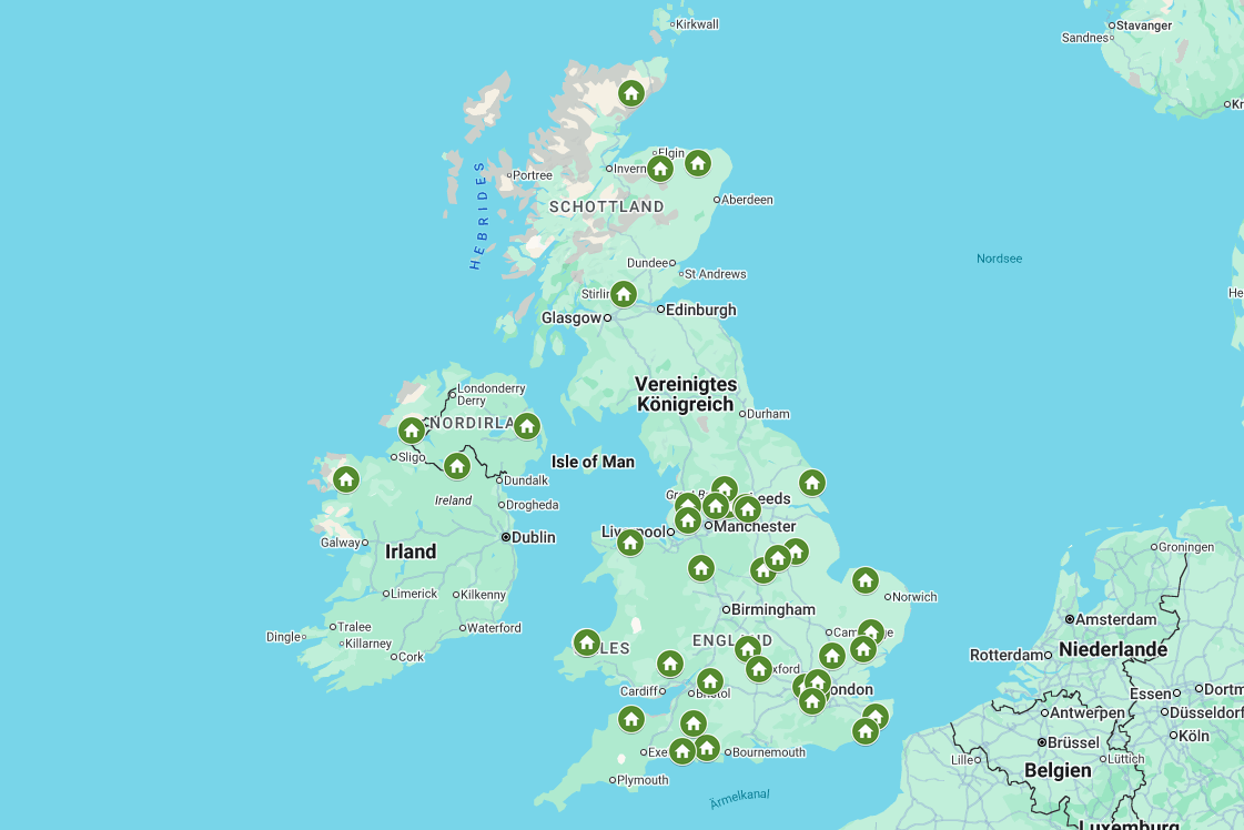 UK & Ireland Map of straw bale houses | ESBA